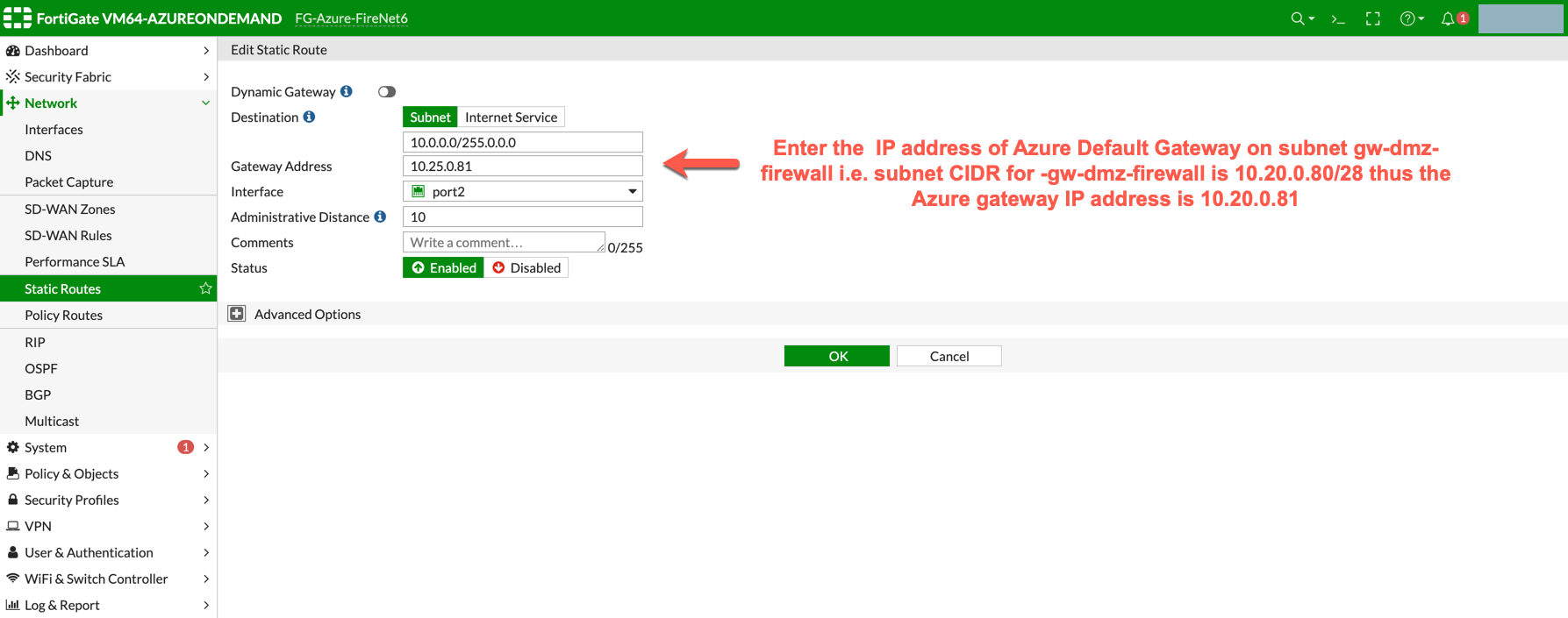 Configuring FortiGate in Azure :: Documentation